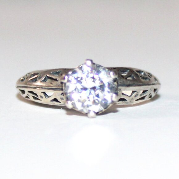 Jewelry | Sterling Silver Open Work Faceted Glass Ring | Poshmark